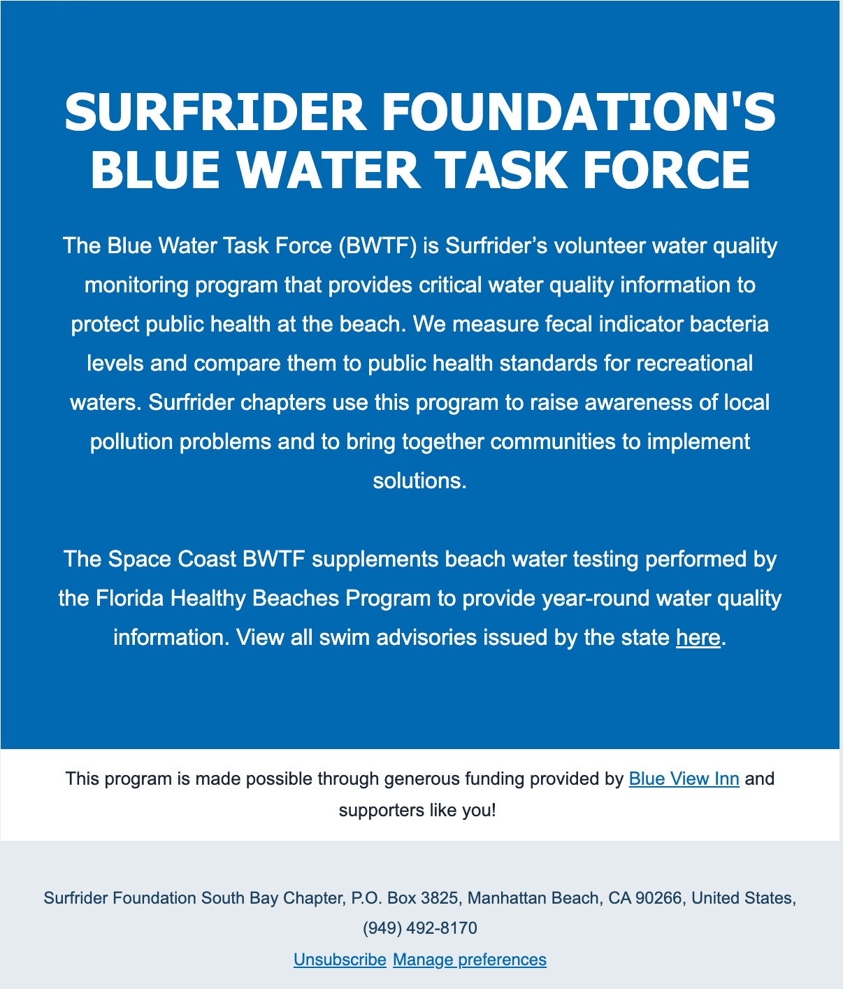 Communicating Blue Water Task Force Results 2.0 – Surfrider Foundation